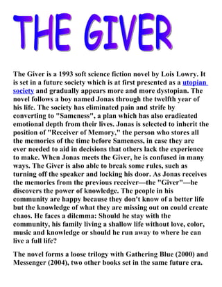 Sparknotes The Giver Chapter 1