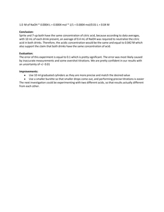 Titration Lab Report | DOCX | Chemistry | Science
