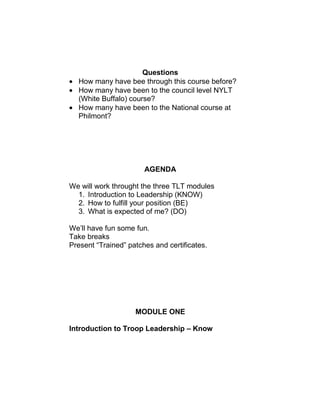 Troop Leader Training Cue Cards | DOCX