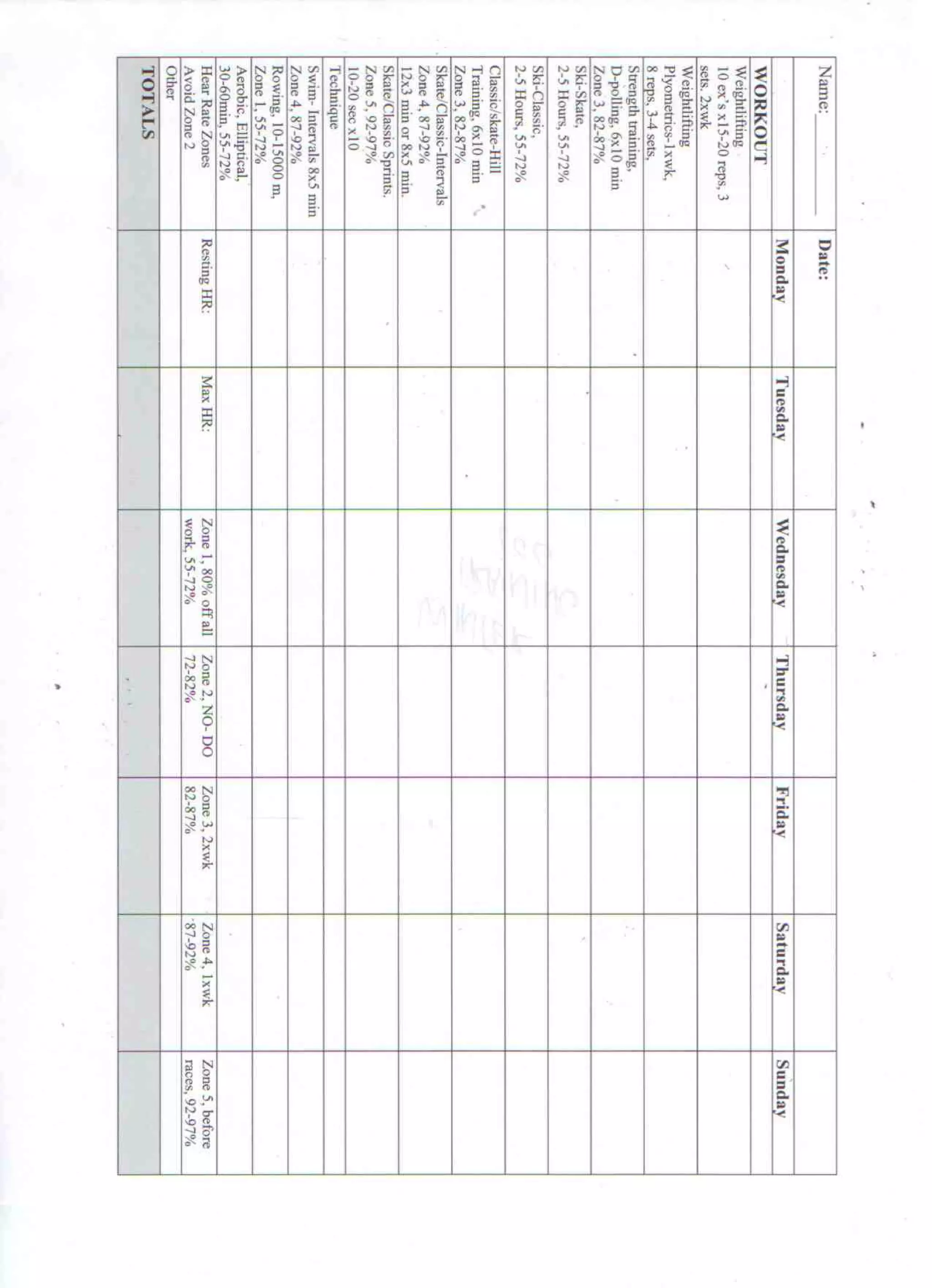 Winter Training Log | PDF