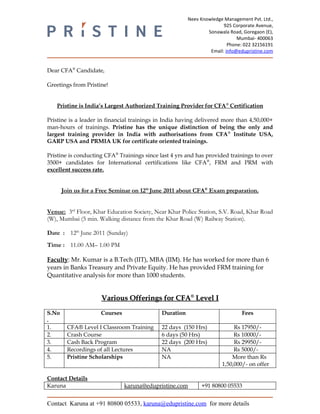 Cfa level i june batch letter | PDF