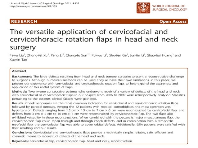 Cervicofacial flap : revisted | PPTX | Ear, Nose and Throat Conditions ...