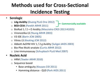 Laboratory Assays Cross-sectional Incidence Testing, Blood Spots, and ...