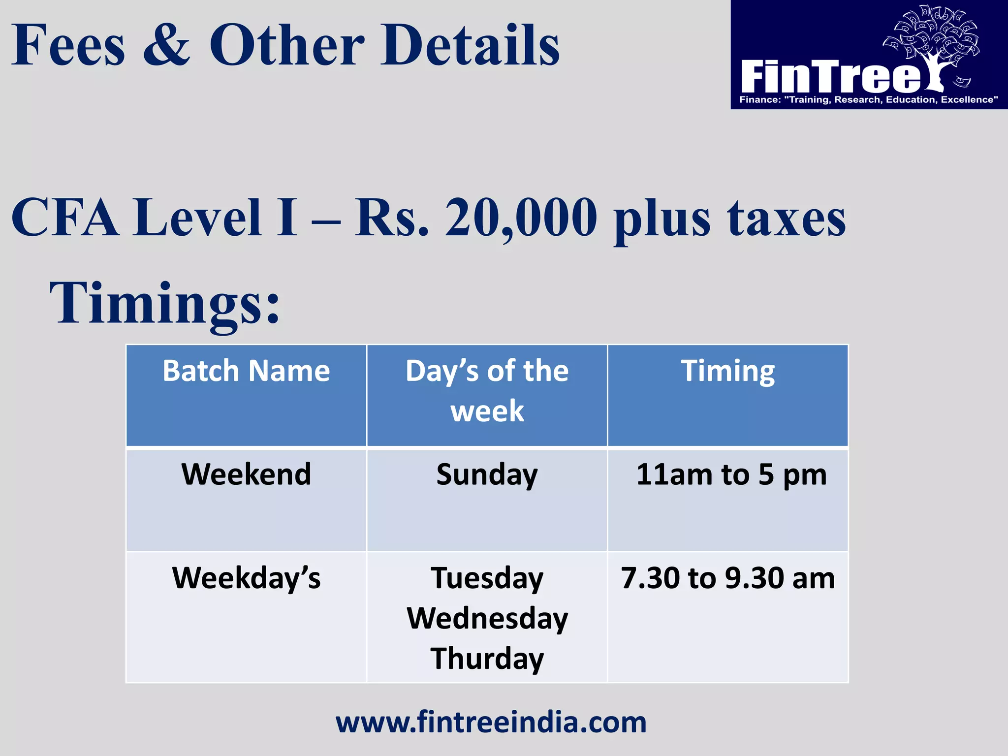 CFA training Methodology at FinTree | PDF