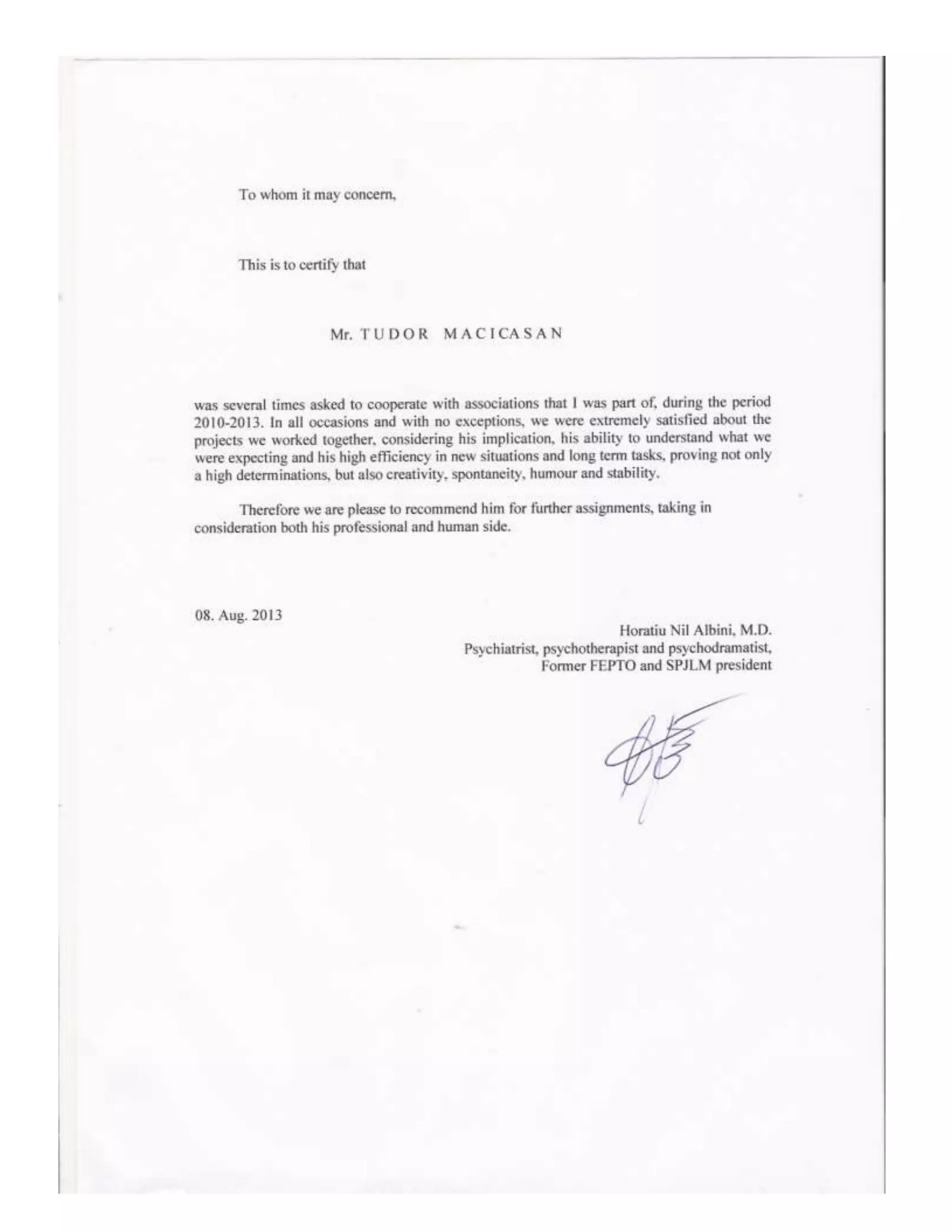 Recomandare dr. Horatiu Nil Albini | DOCX