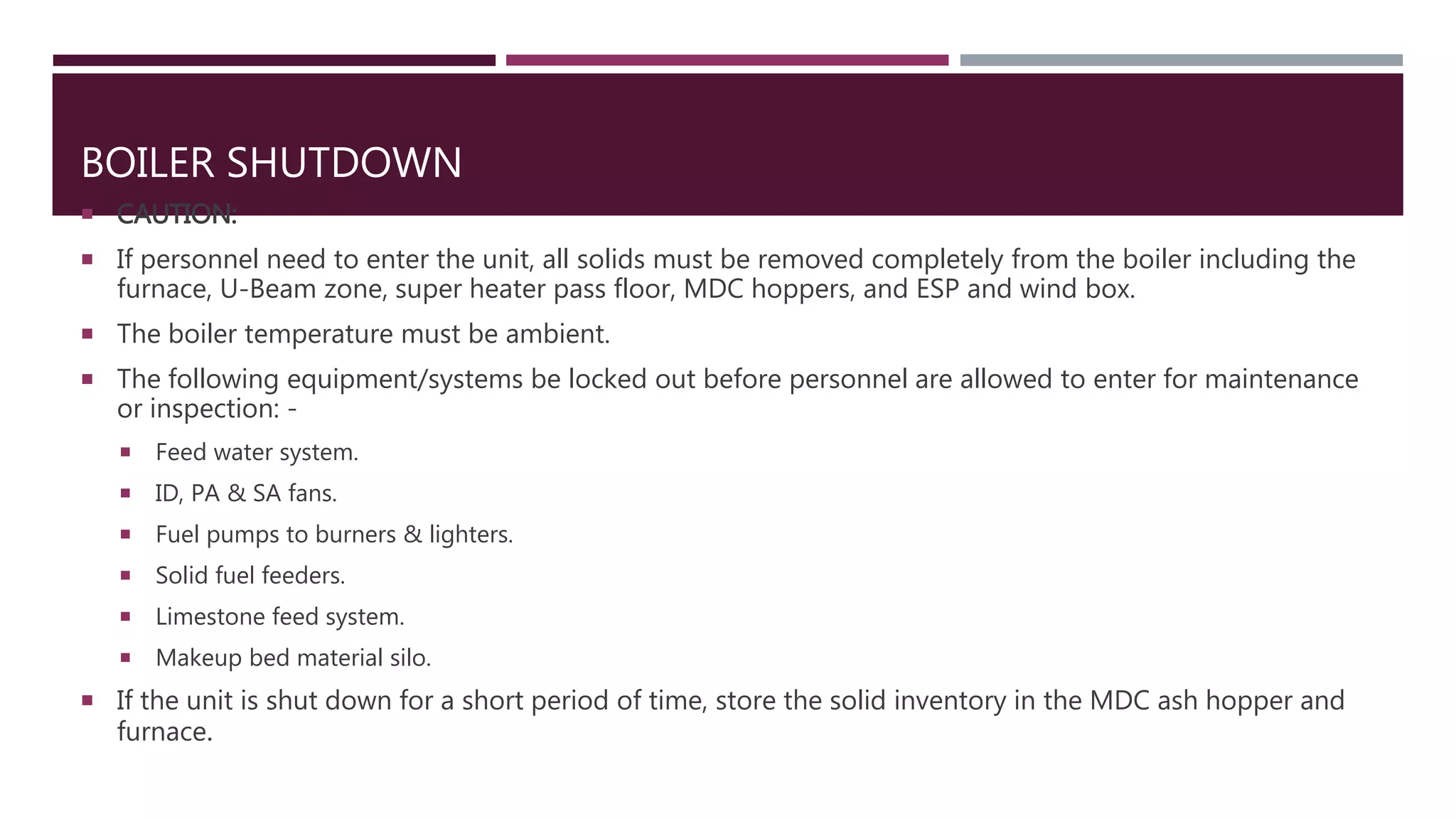Cfbc boiler startup and shutdown | PPTX