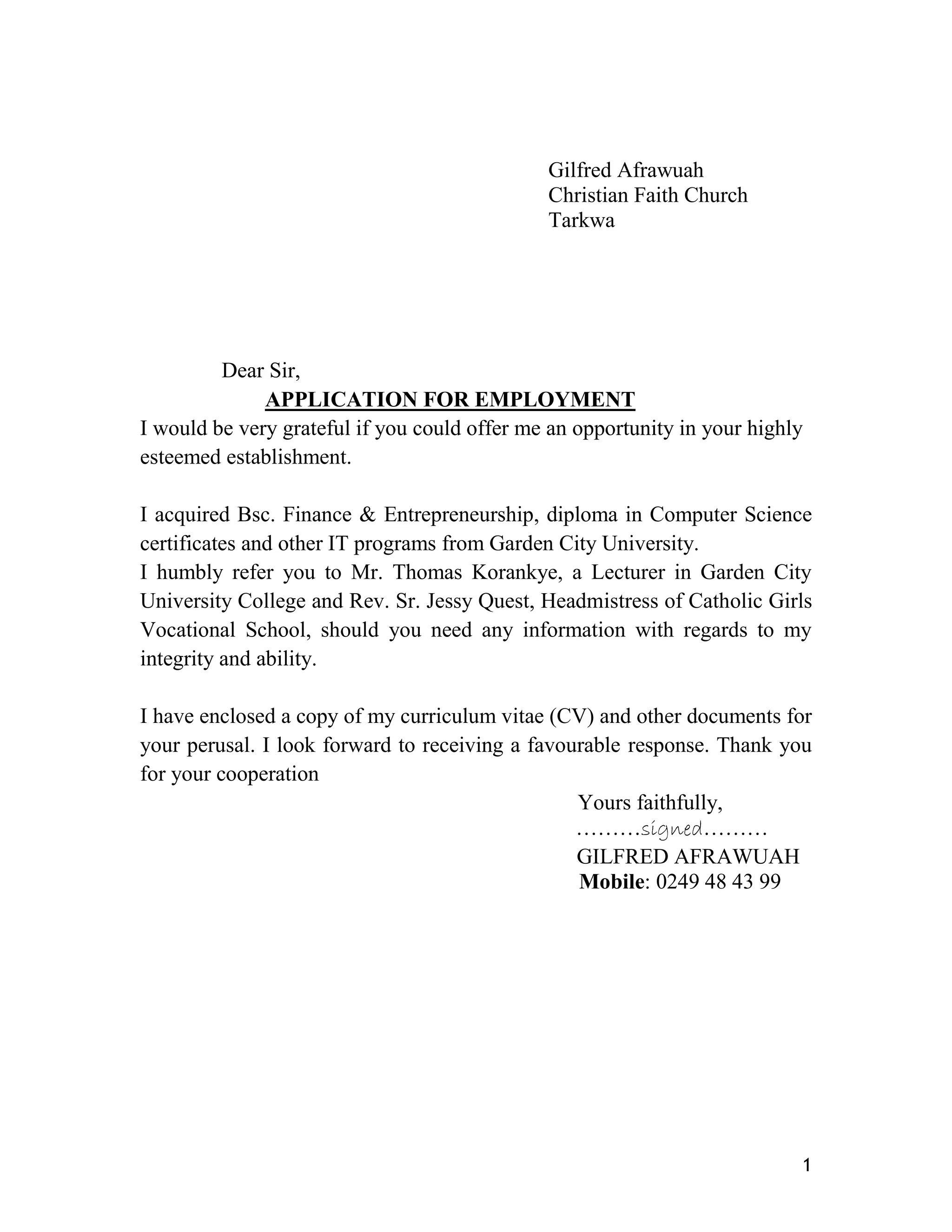 gilfred afrawuah cv now (2) - Copy | PDF