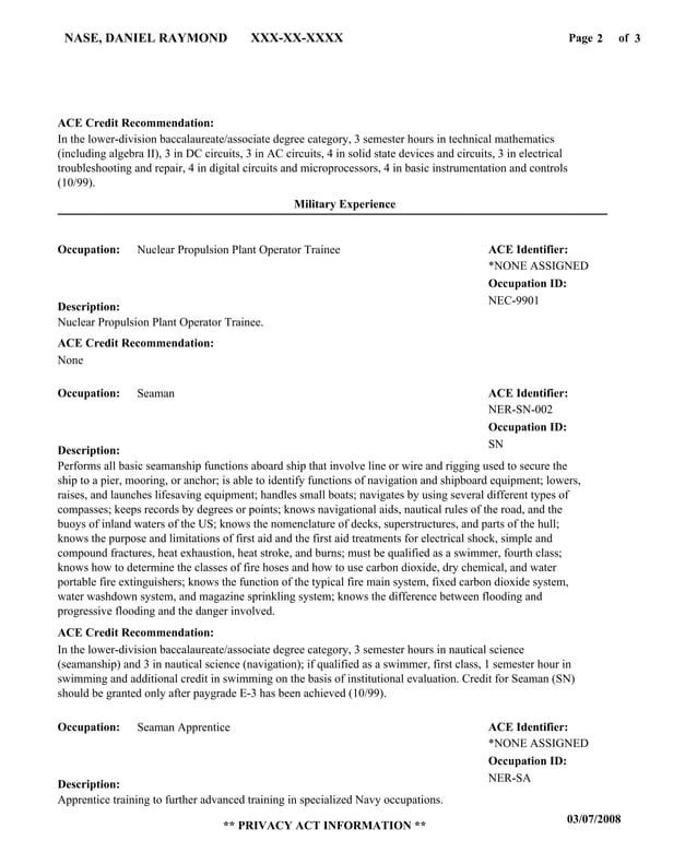 Navy SMART Transcript | PDF