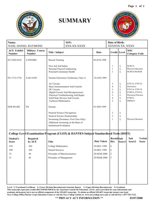 Navy SMART Transcript | PDF
