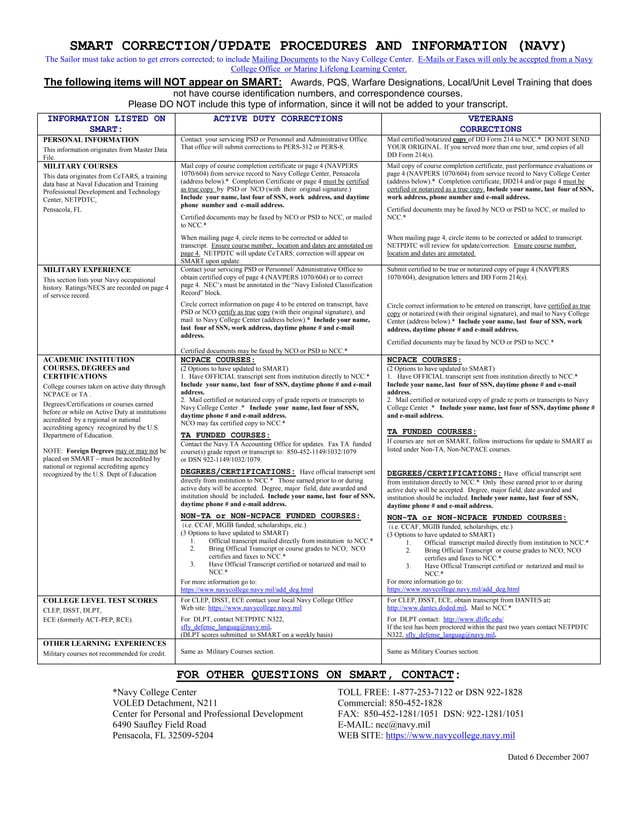 Navy SMART Transcript | PDF