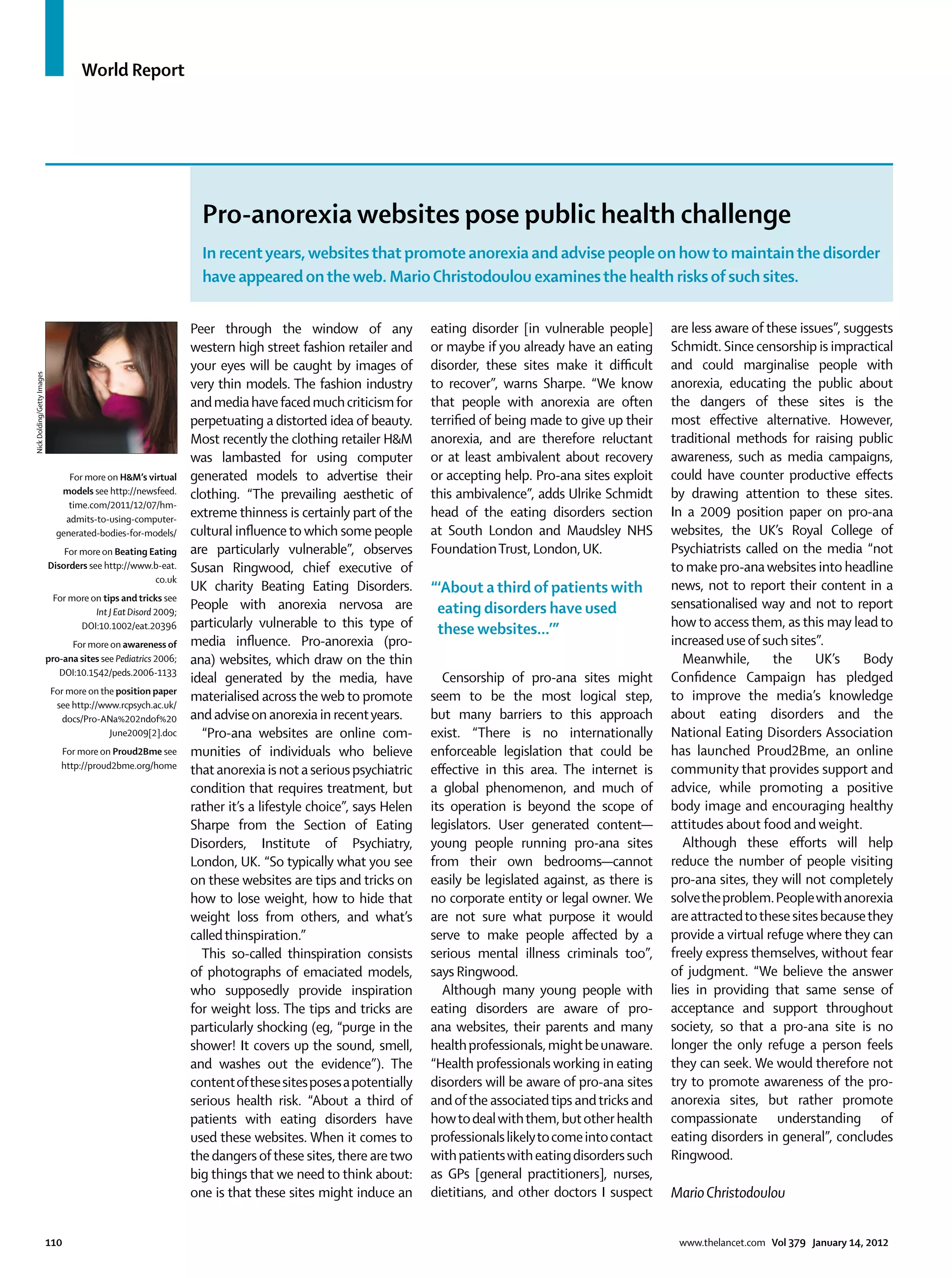 Pro-anorexia websites pose public health challenge | PDF
