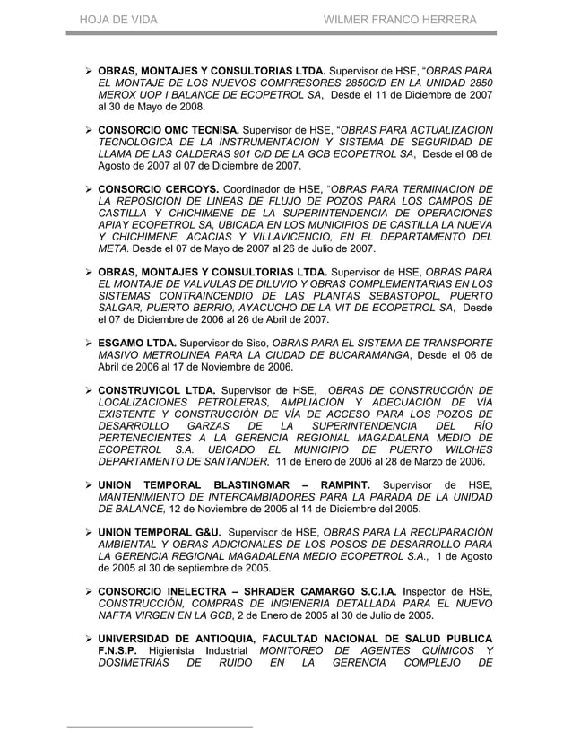 hojadvidaWilmerFSpanoleInglesactualizada | PDF