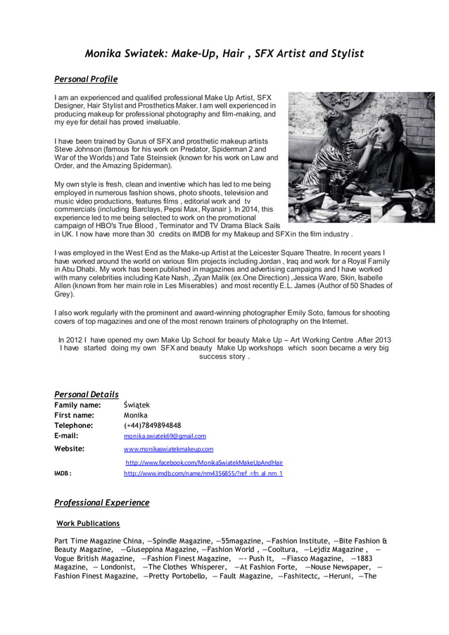 Monika Świątek CV f | PDF