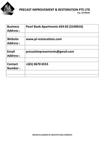 Precast Improvement Restoration (Updated Profile) | PDF