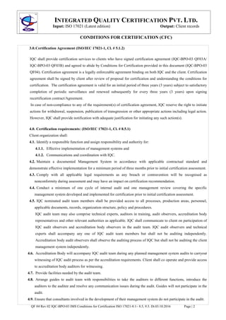 Conditions for Certification – IQC Global Australia | PDF