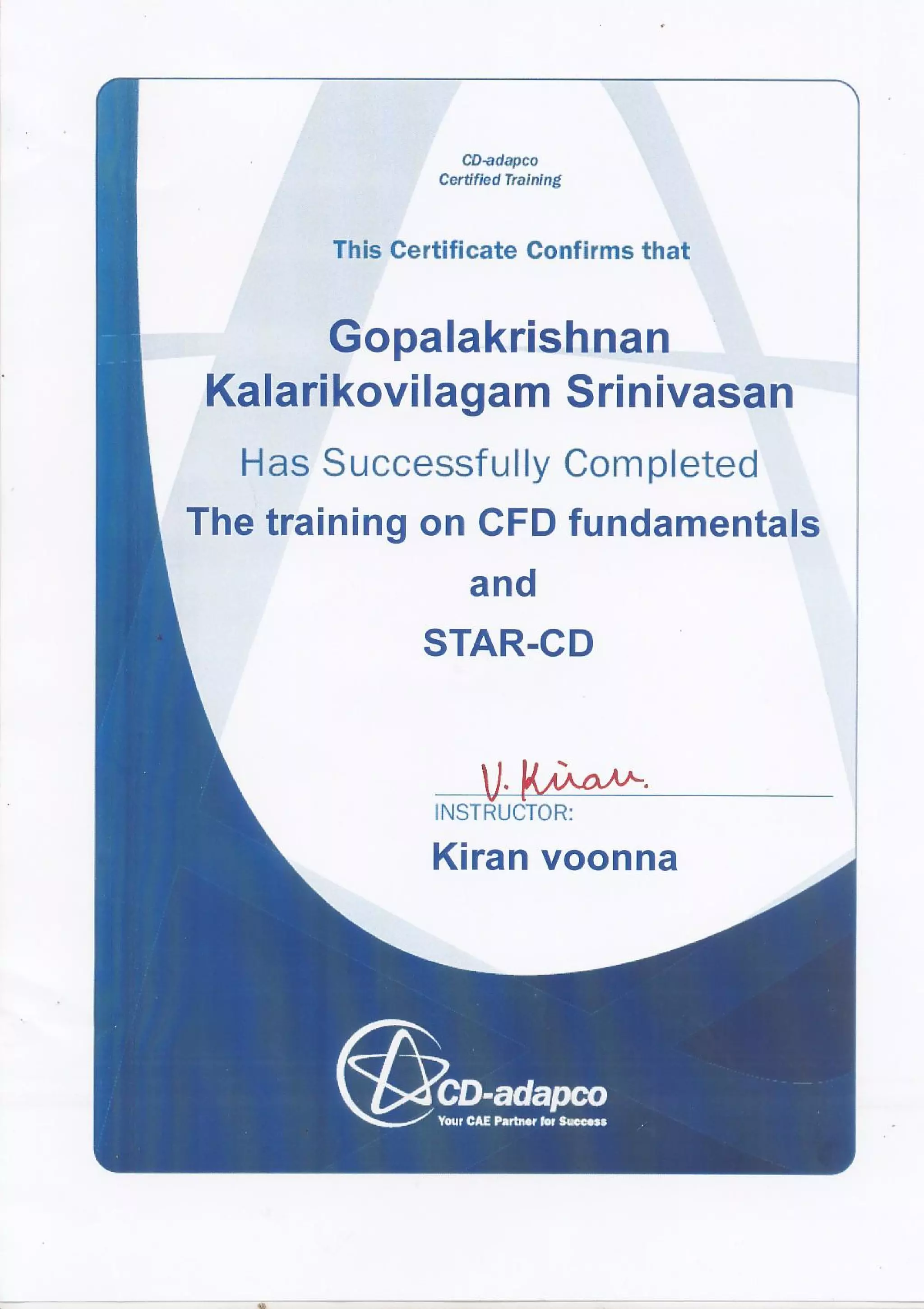 Computational Fluid Dynamics certificate - CD adapco | PDF