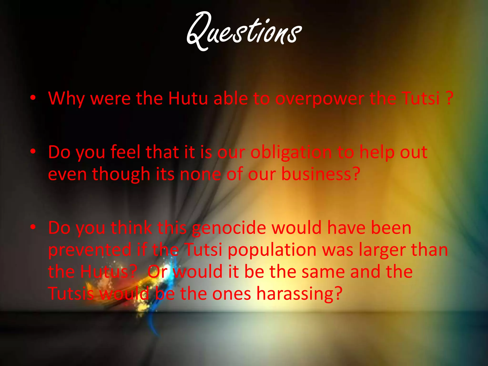 Rwanda Genocide | PPTX | Death, Injury, or Military Conflict ...