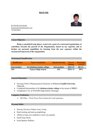 sairam resume | DOC