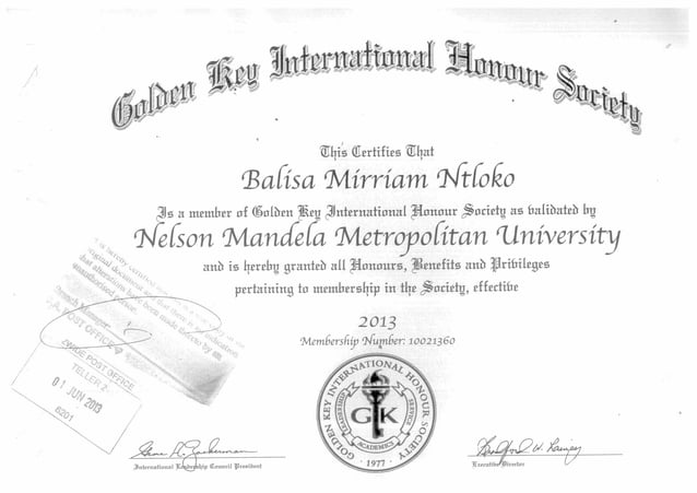 Golden Key Certificate | PPT