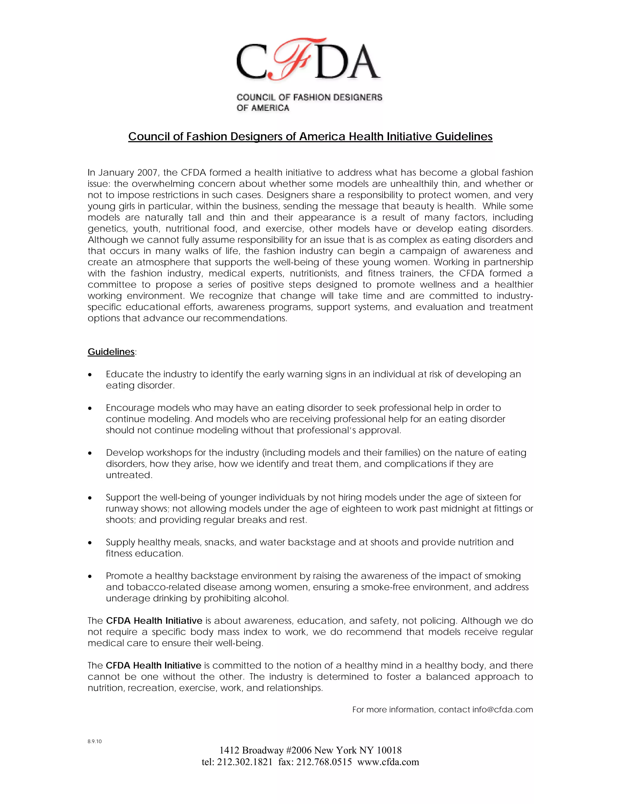 Cfda health initiative guidelines | PDF
