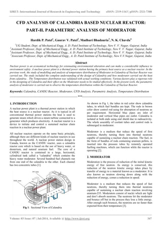 Cfd analysis of calandria based nuclear reactor part ii. parametric analysis of moderator | PDF ...