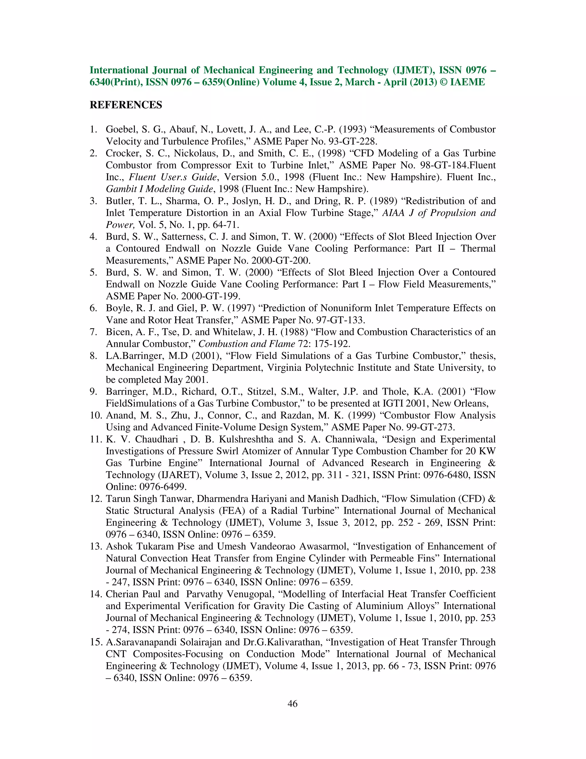 Cfd analysis of flow charateristics in a gas turbine a viable approach | PDF | Physics | Science