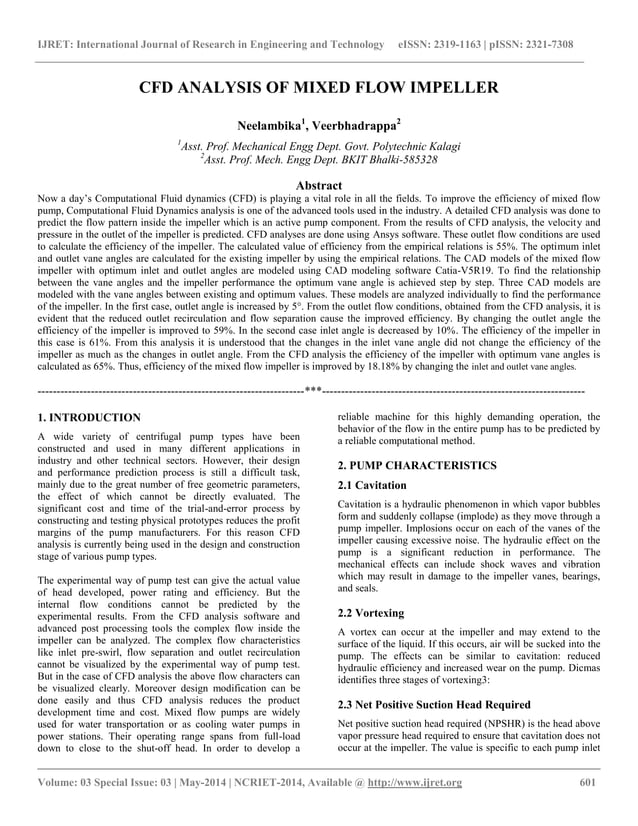 Cfd analysis of mixed flow impeller | PDF | Physics | Science