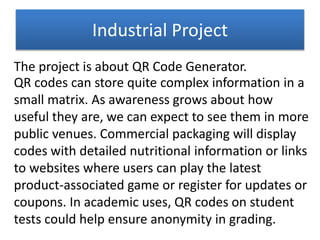QR Code Generator | PPTX | Programming Languages | Computing