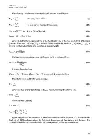Enhancement of Double-Pipe Heat Exchanger Effectiveness by Using Porous Media and TiO2 Water | PDF