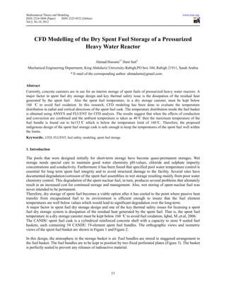 Cfd modelling of the dry spent fuel storage of a pressurized | PDF