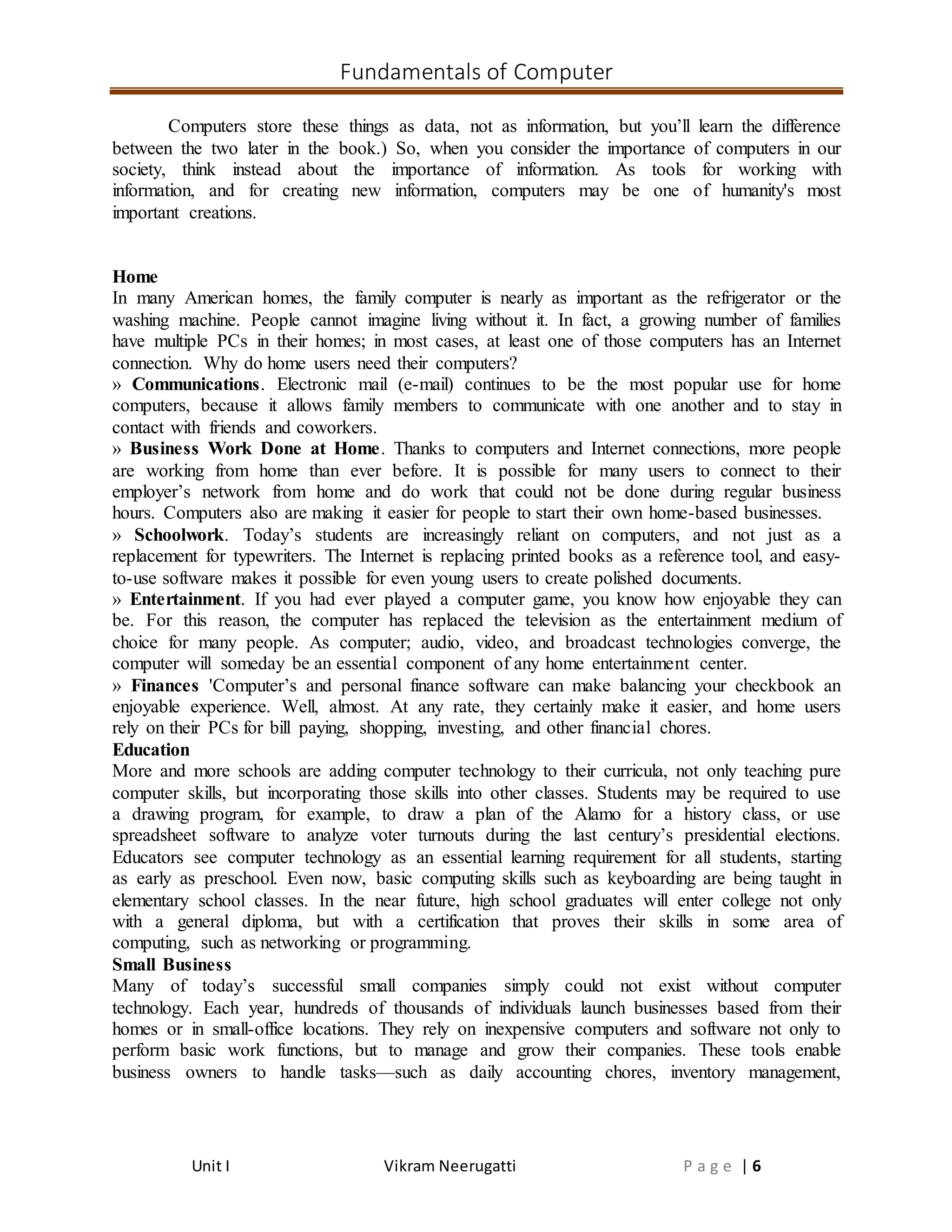 Computer Fundamentals Pdf