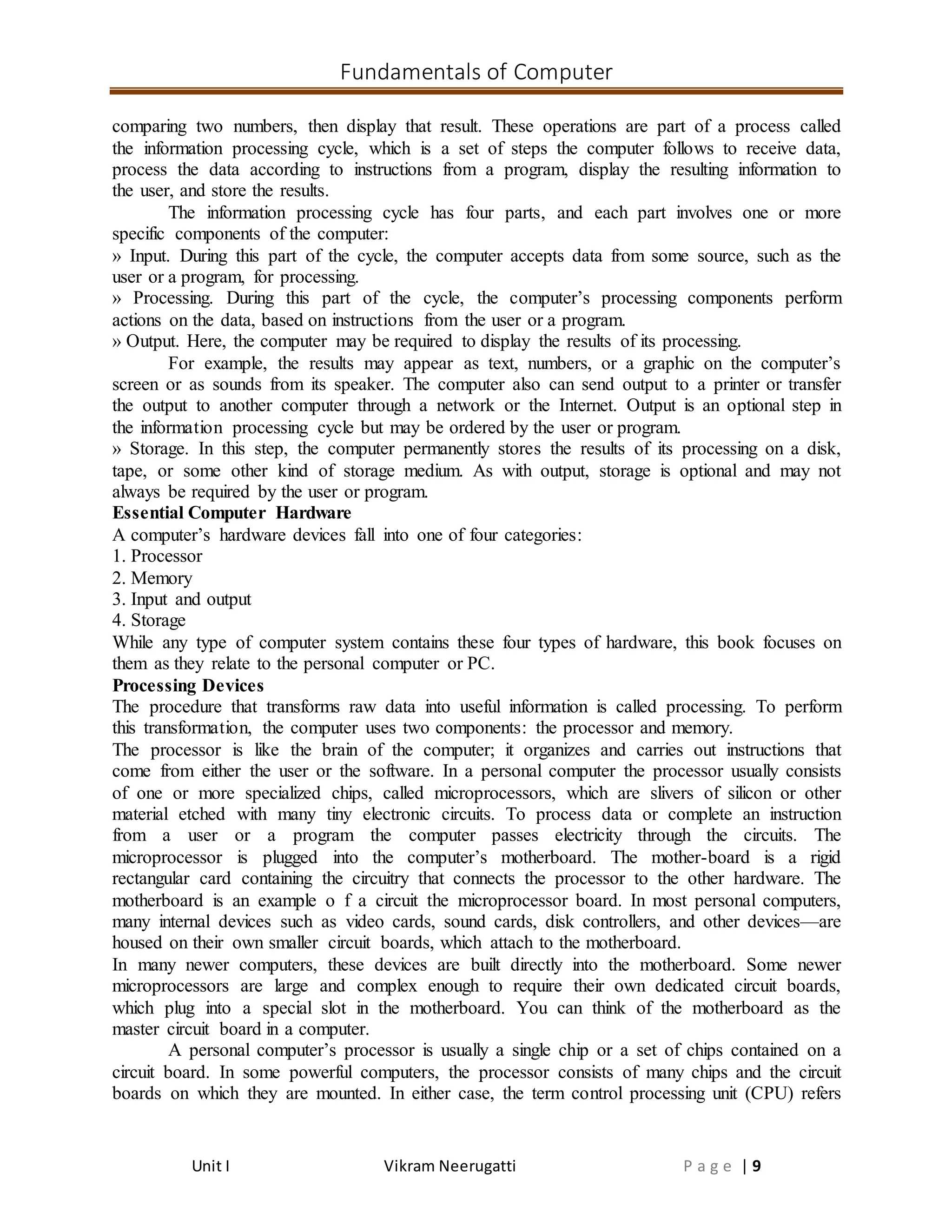 Computer Fundamentals Pdf 
