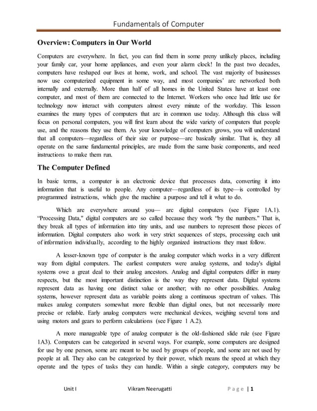 Computer Fundamentals | PDF