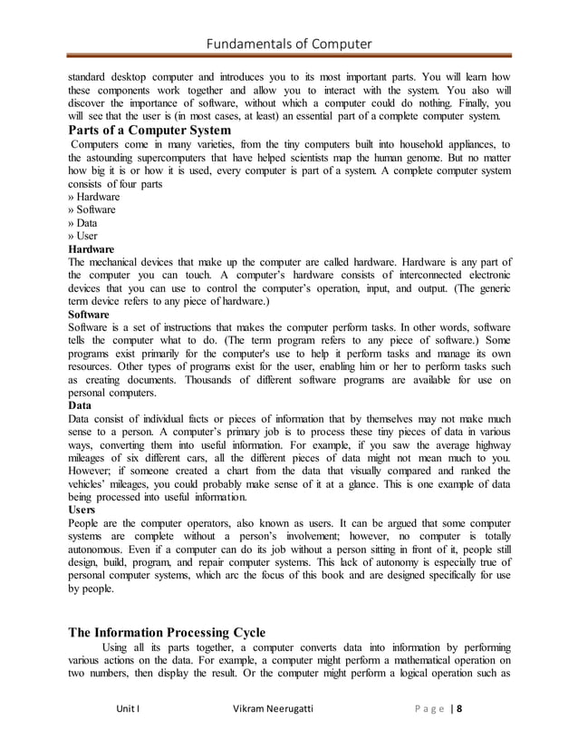 Computer Fundamentals Pdf 