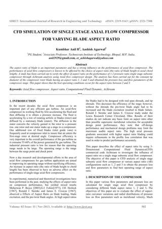 Cfd simulation of single stage axial flow compressor | PDF