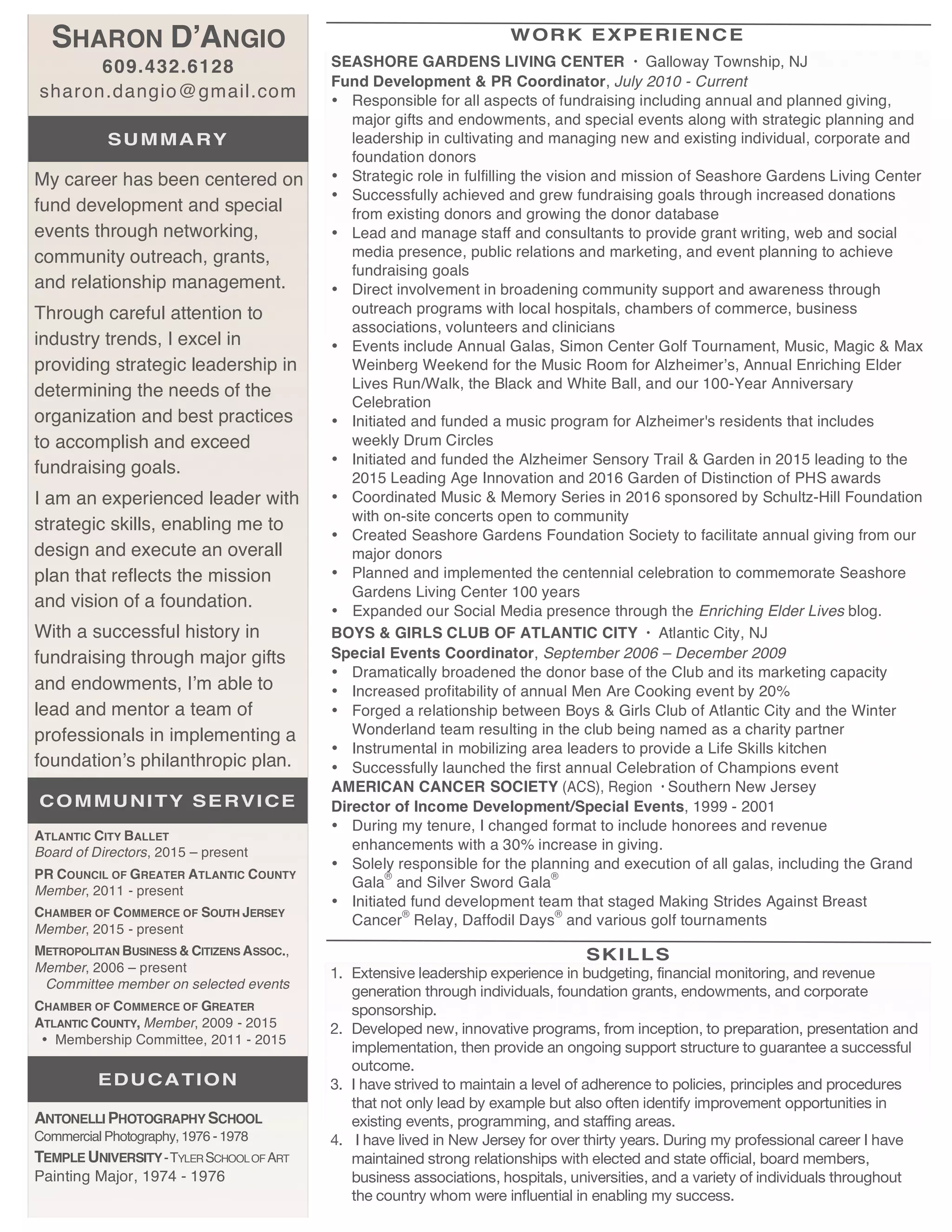 Sharon D'Angio Resume | PDF
