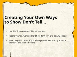 show dont tell english narrative writing tips and trick | PPTX