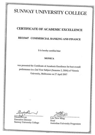 Award Certificates for Victoria University | PDF