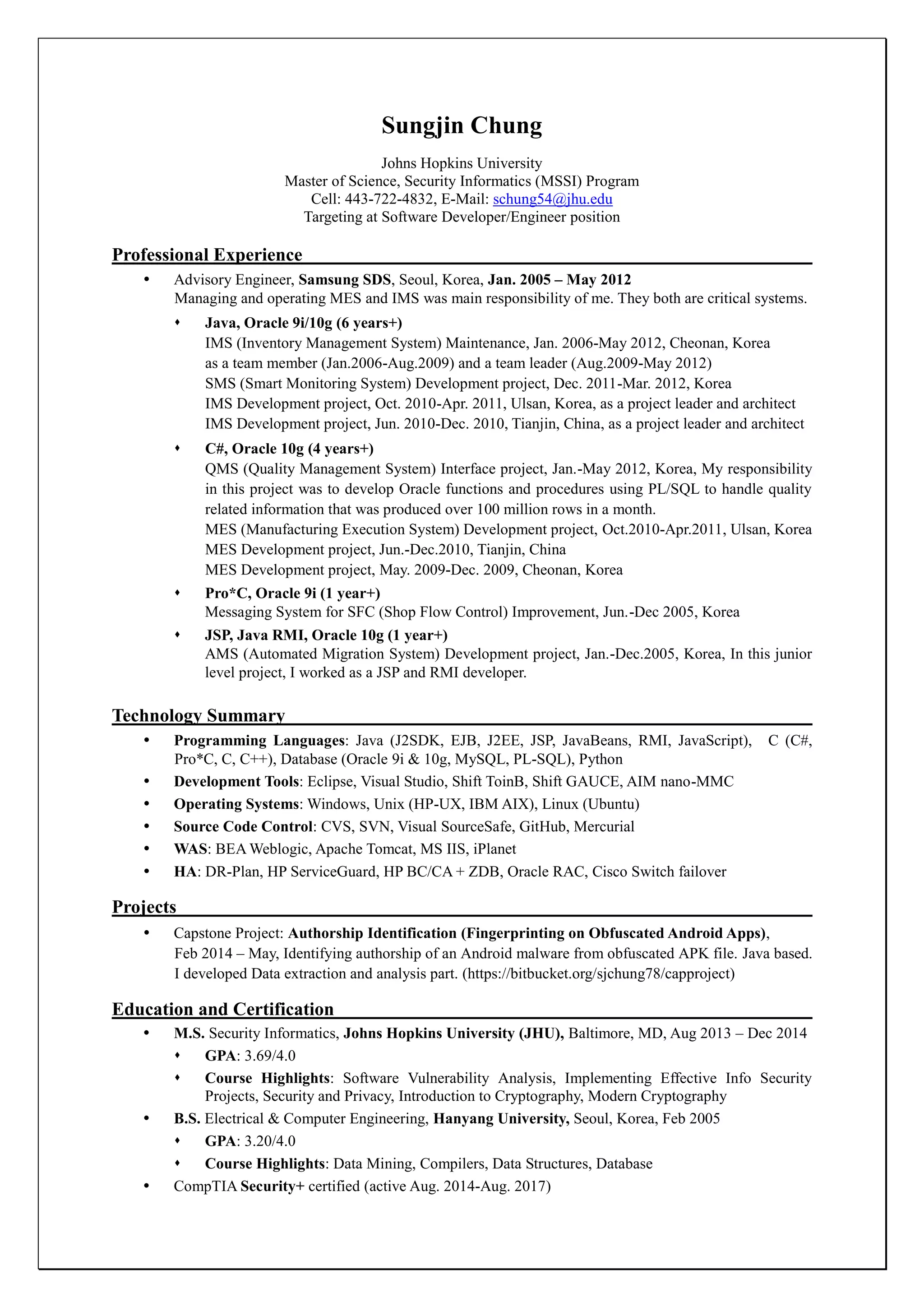 Sungjin_Resume_2015_SDE | PDF