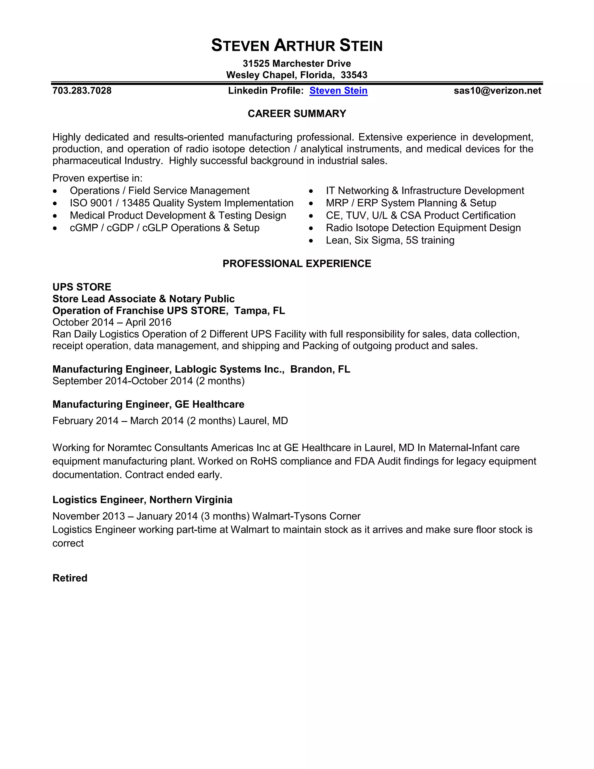 CV-FORMAT Stein Steven | PDF