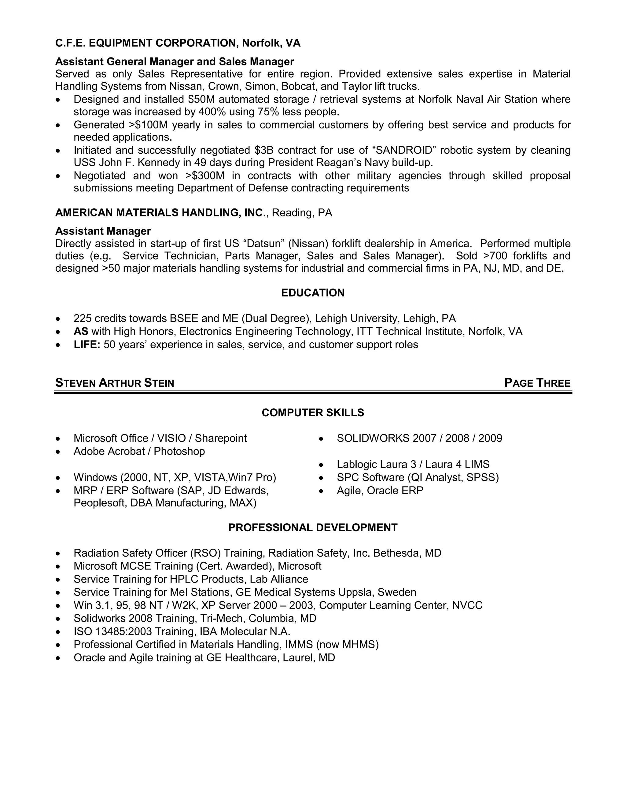 CV-FORMAT Stein Steven | PDF