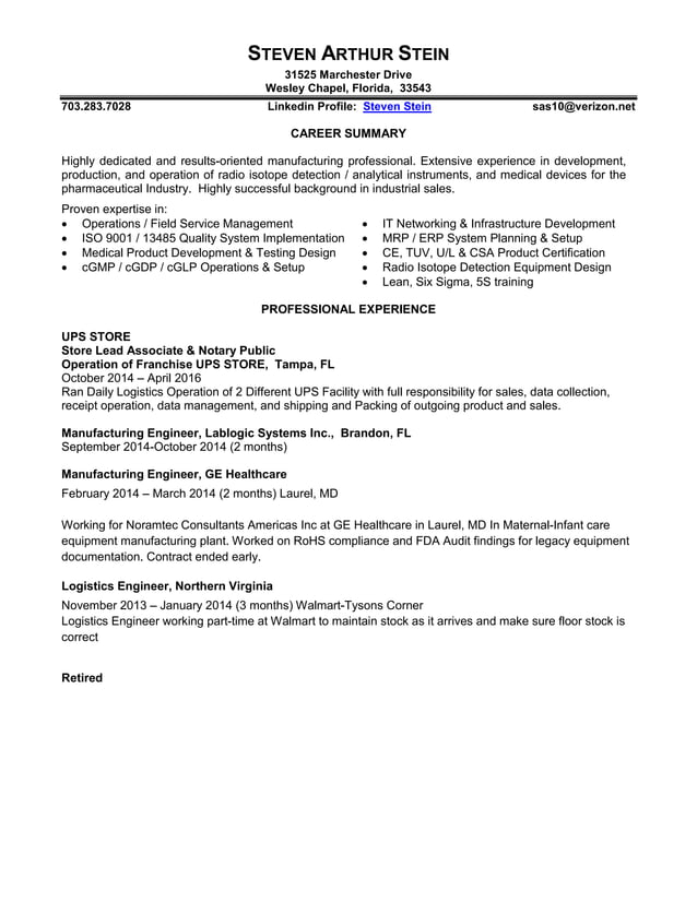 CV-FORMAT Stein Steven | PDF