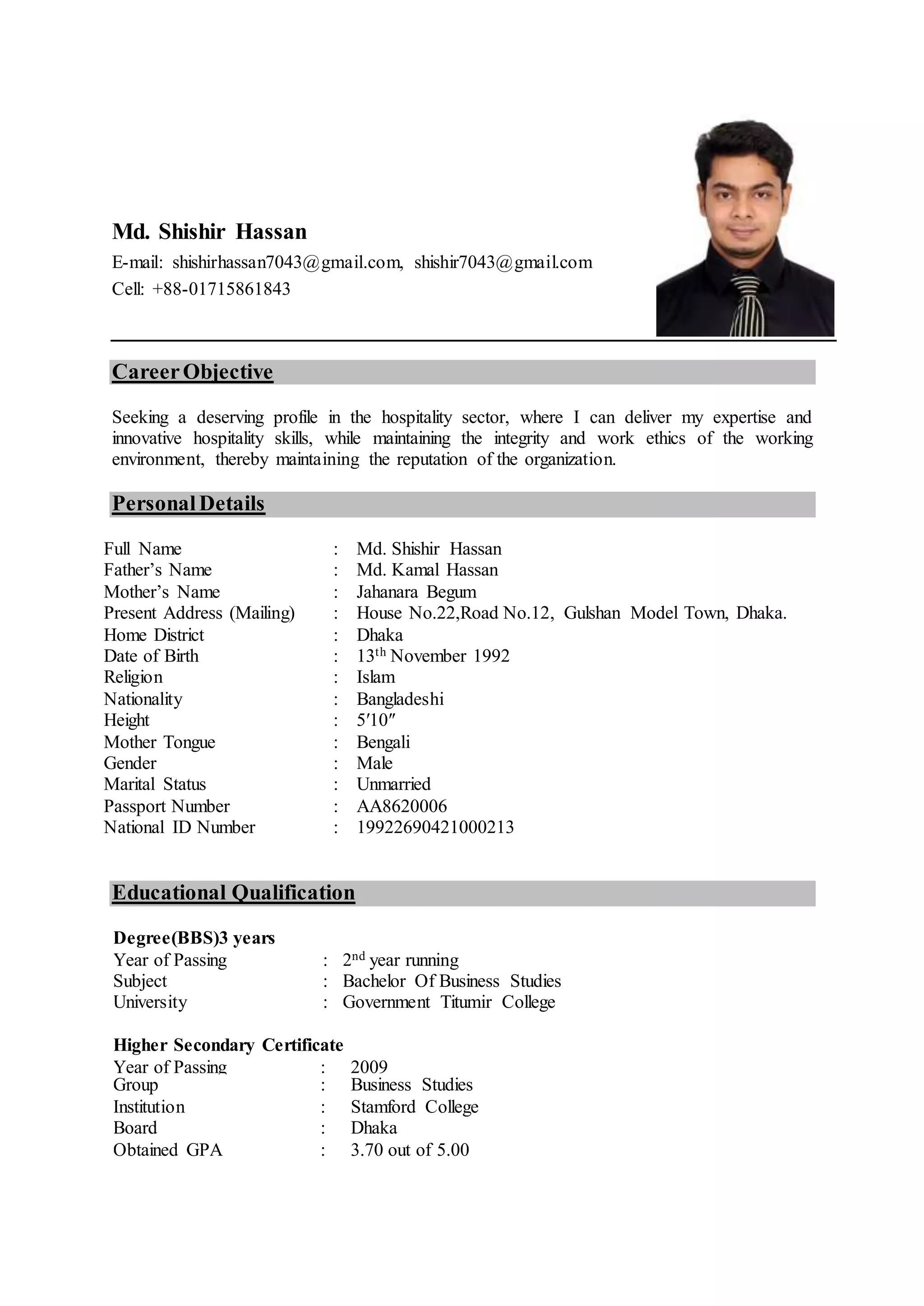 Resume-of-Md.-Shishir-Hassan (2) (1) | DOCX | Business | Business and Finance
