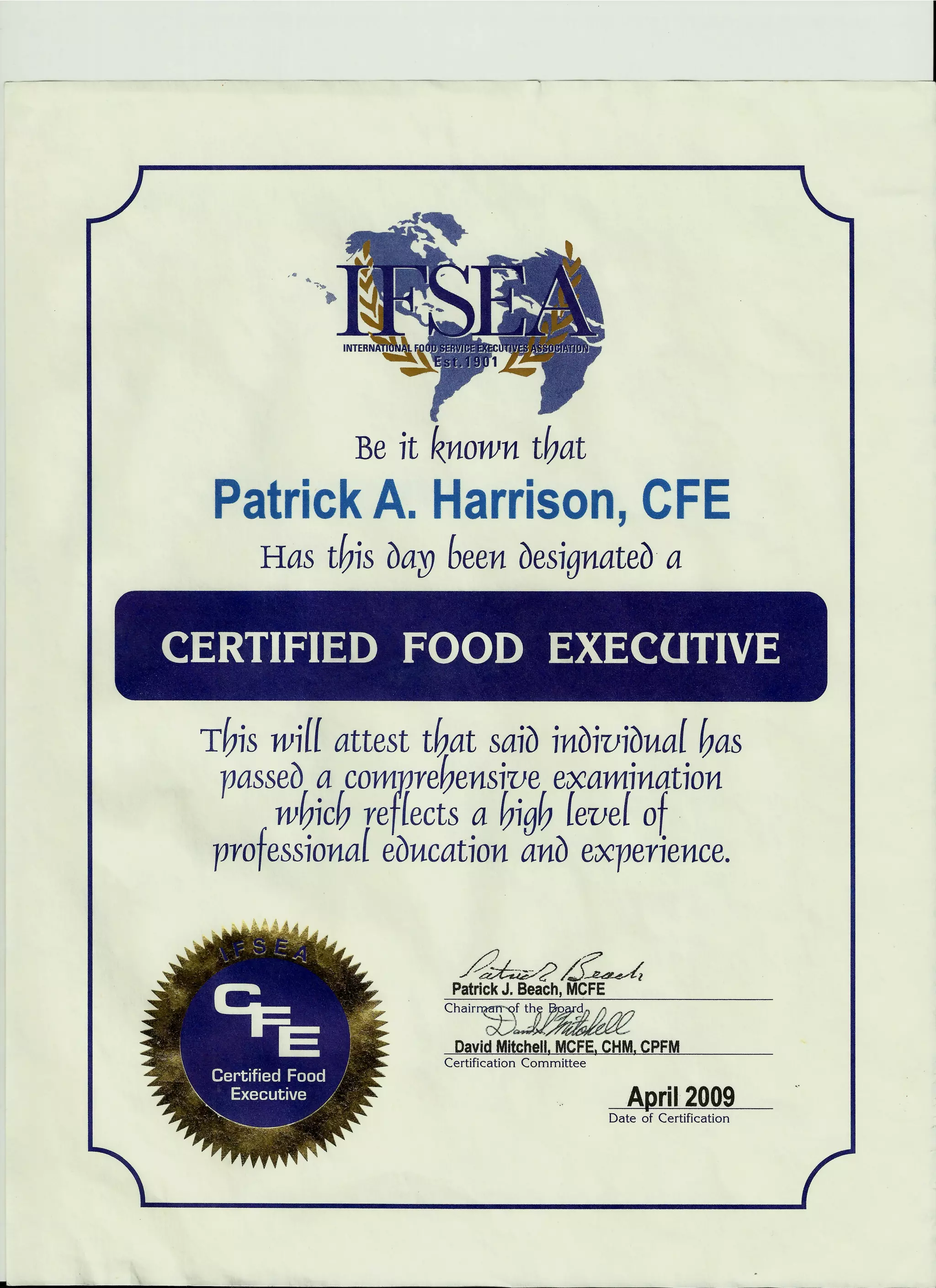 Certified Food Executive | PDF