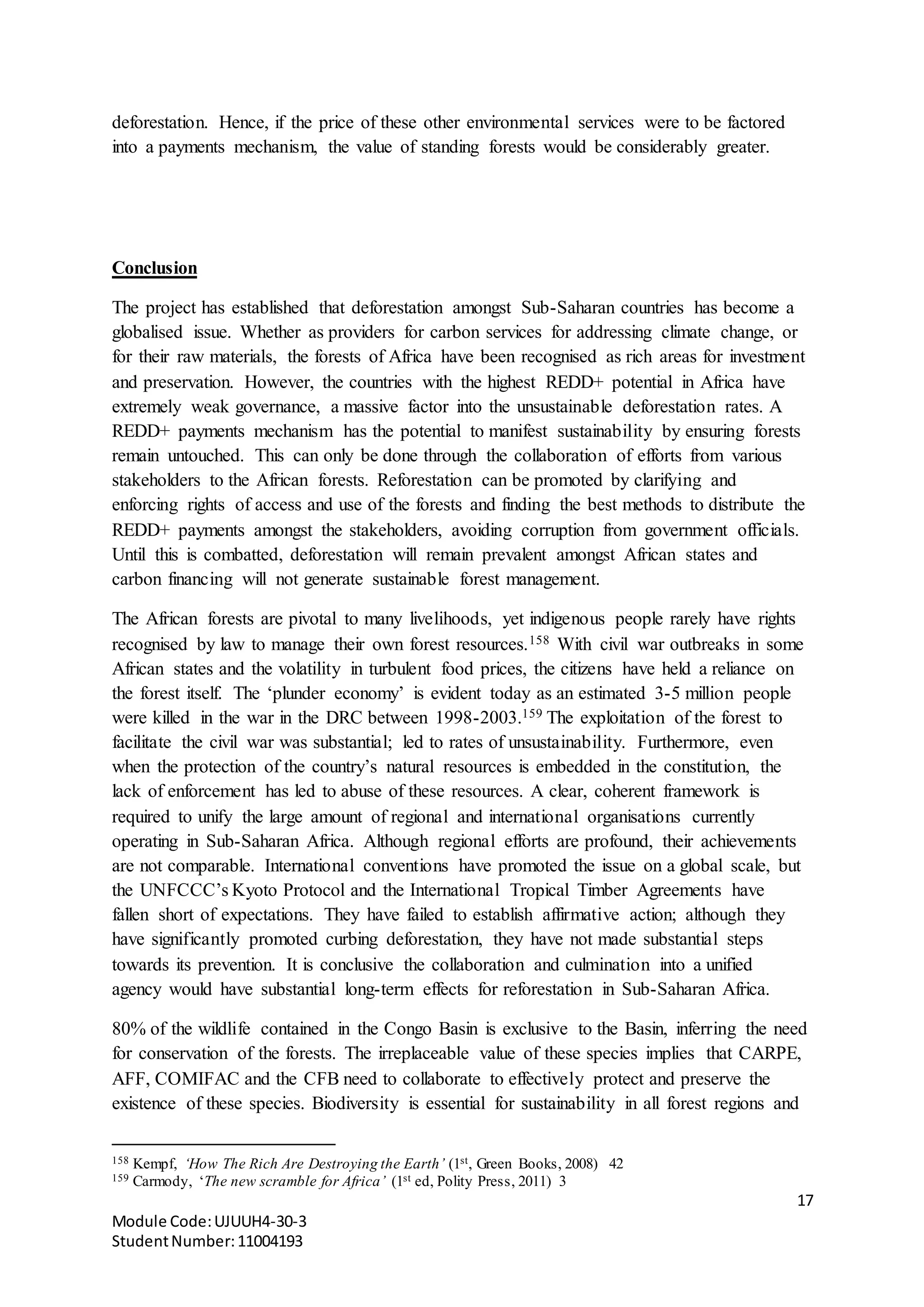 Deforestation in Subsaharan Africa | DOCX