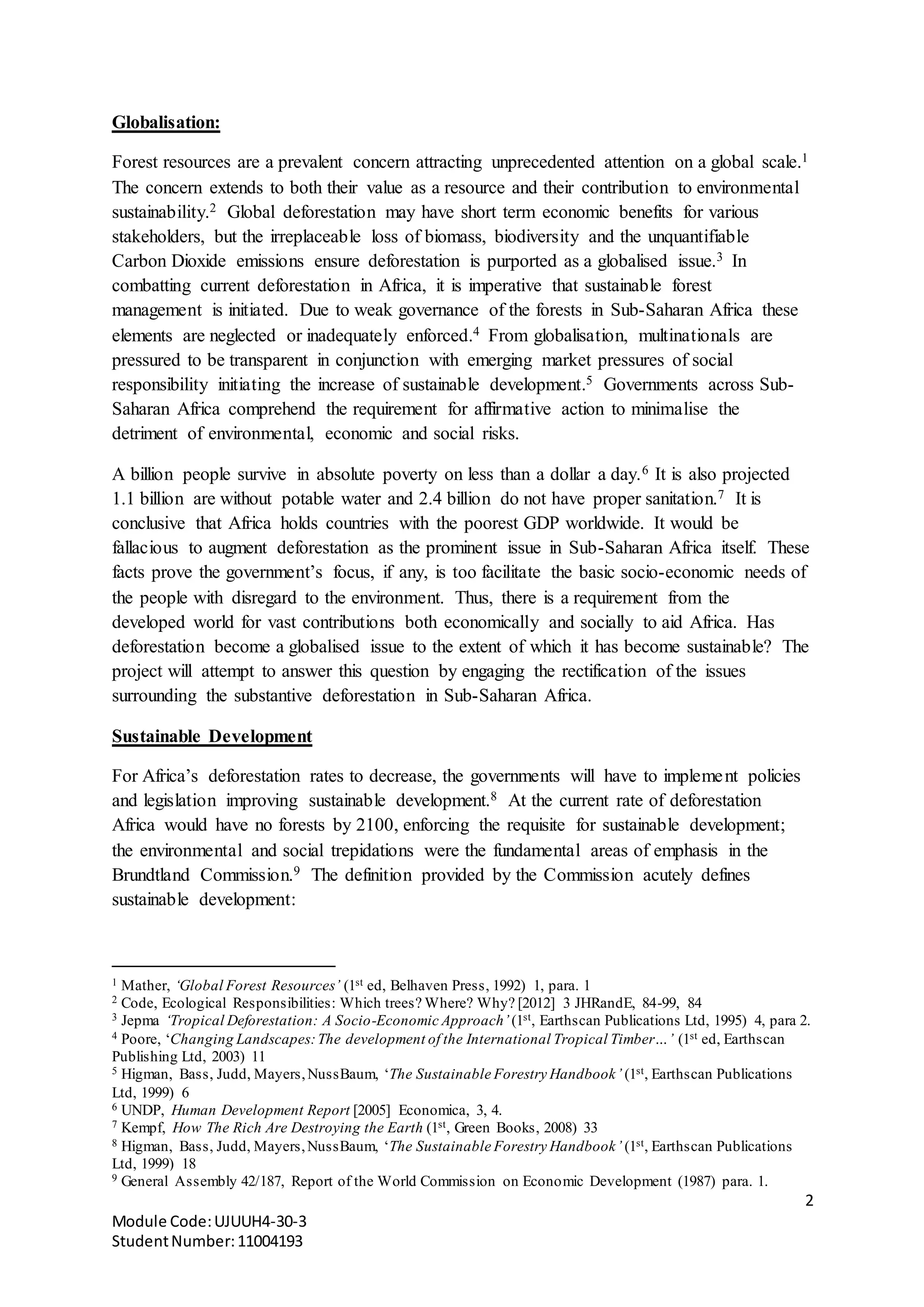 Deforestation in Subsaharan Africa | DOCX