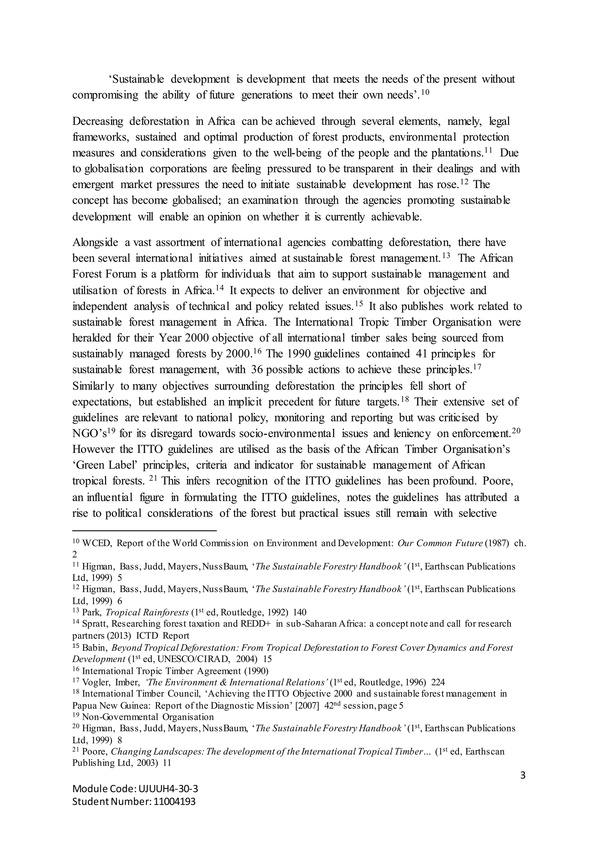 Deforestation in Subsaharan Africa | DOCX