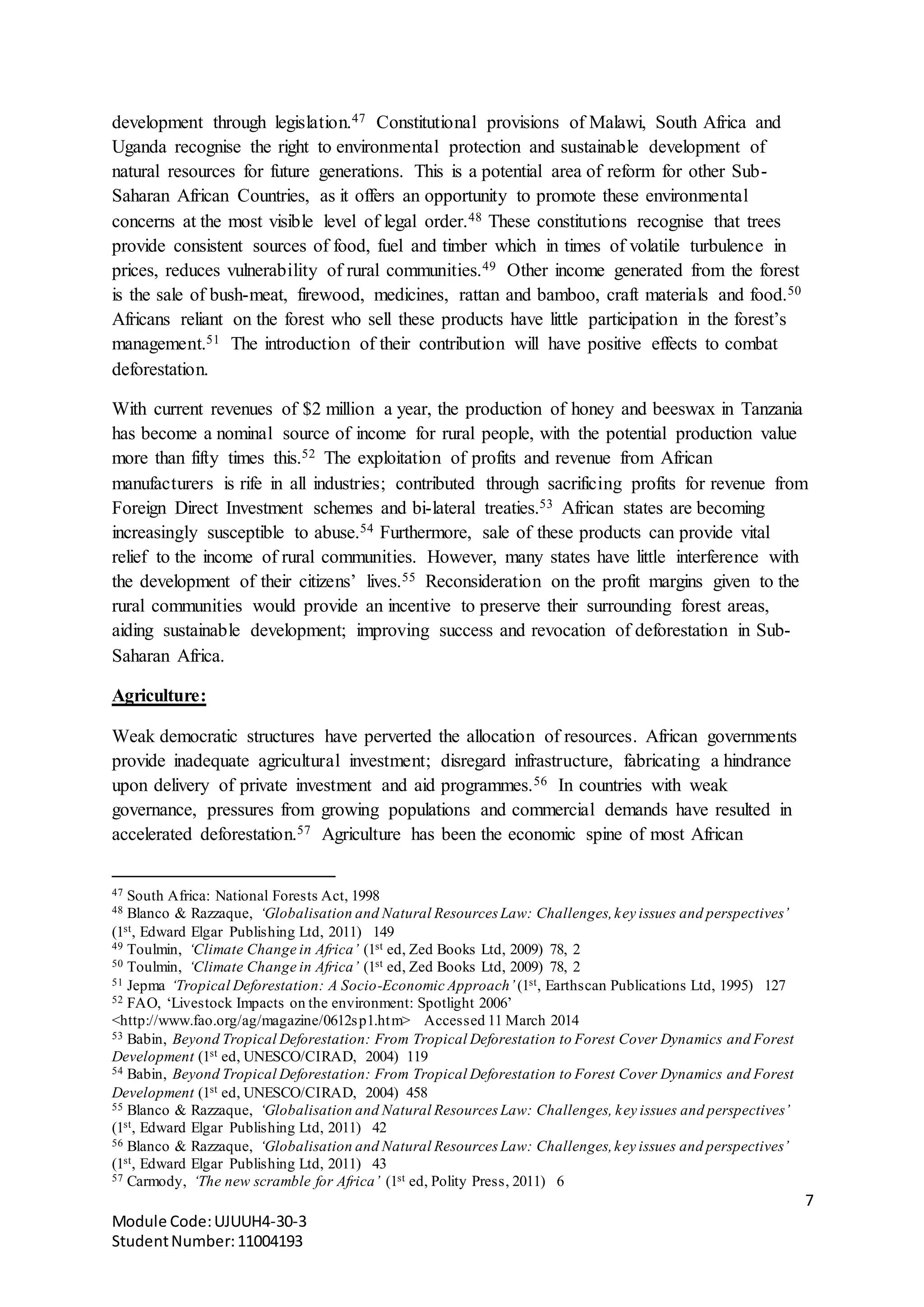 Deforestation in Subsaharan Africa | DOCX