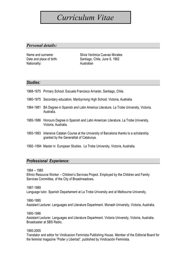 CV 2017 - Silvia Cuevas-Morales -English version | PDF