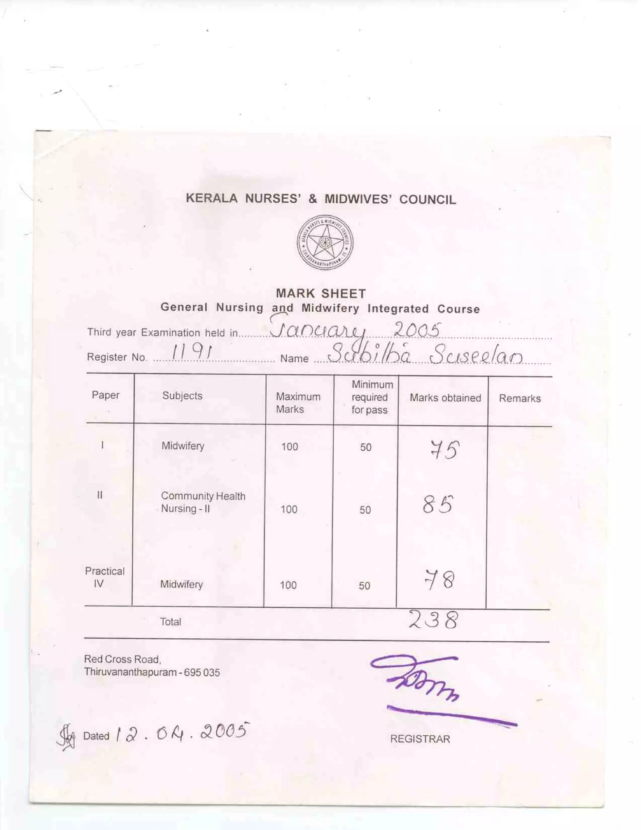 Nursing certificate | PDF